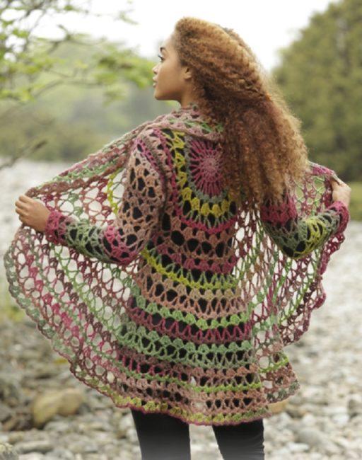 Circle Worked Crochet Jacket Free Pattern - 04 Image's